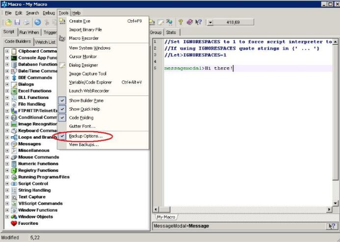 Backing up your Scripts and Settings